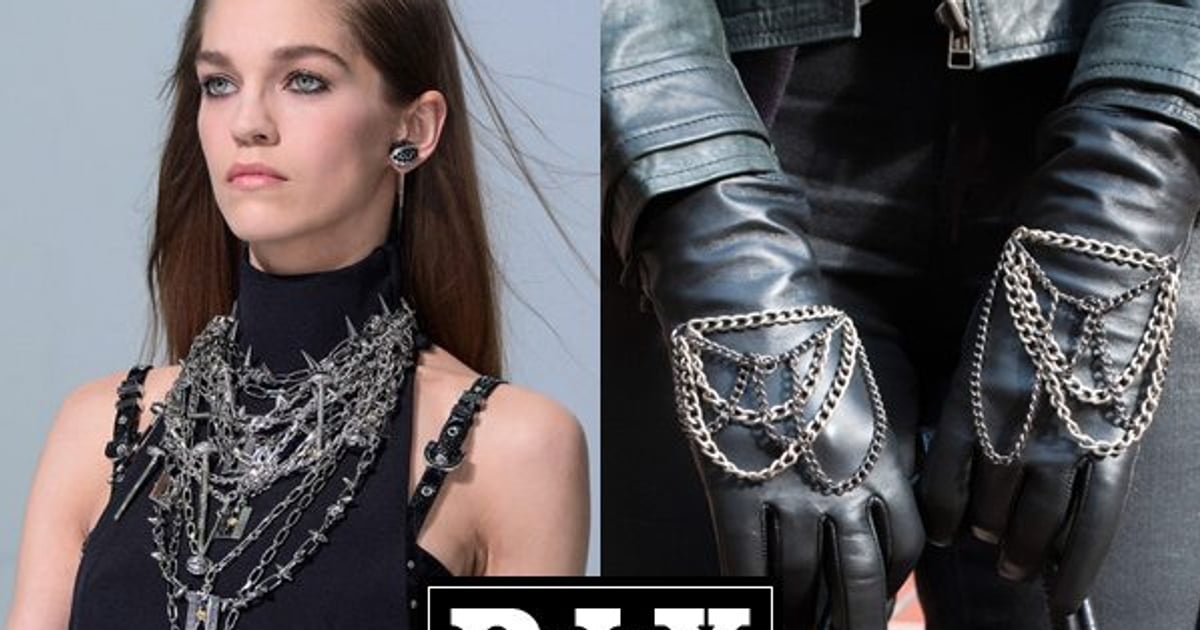 An easy chain-embellished glove DIY inspired by Versace's "Vunk ...