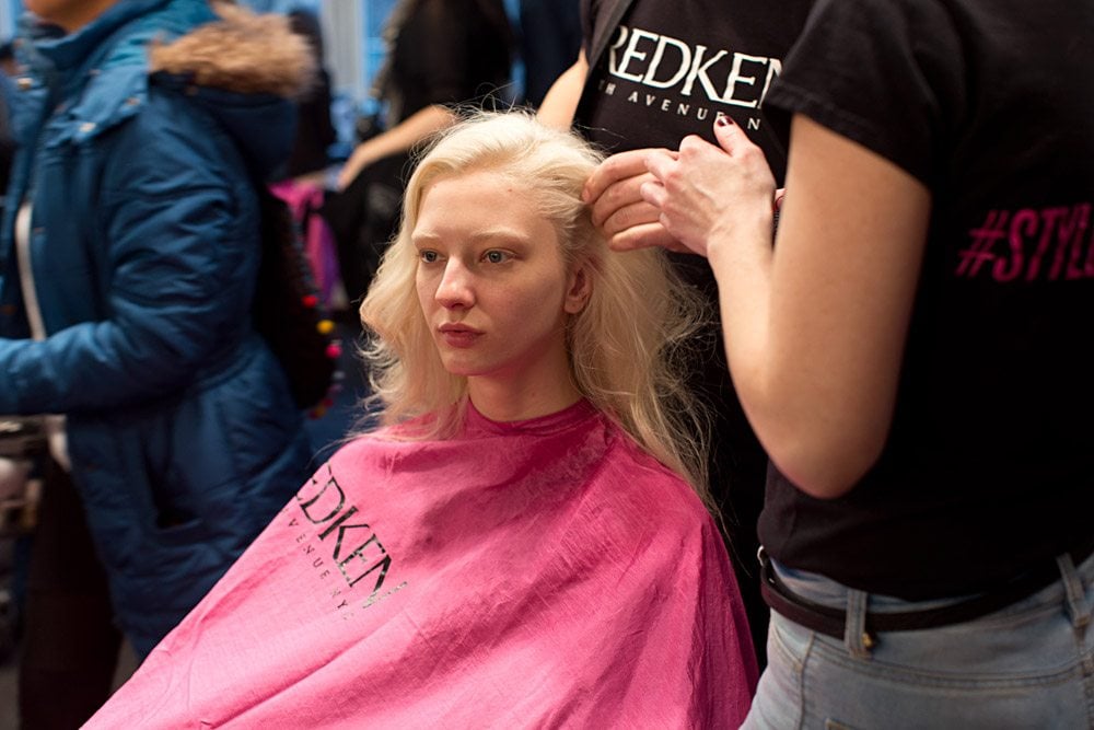 Joe Fresh backstage beauty: Flushed cheeks, frosted eyelids and messy ...